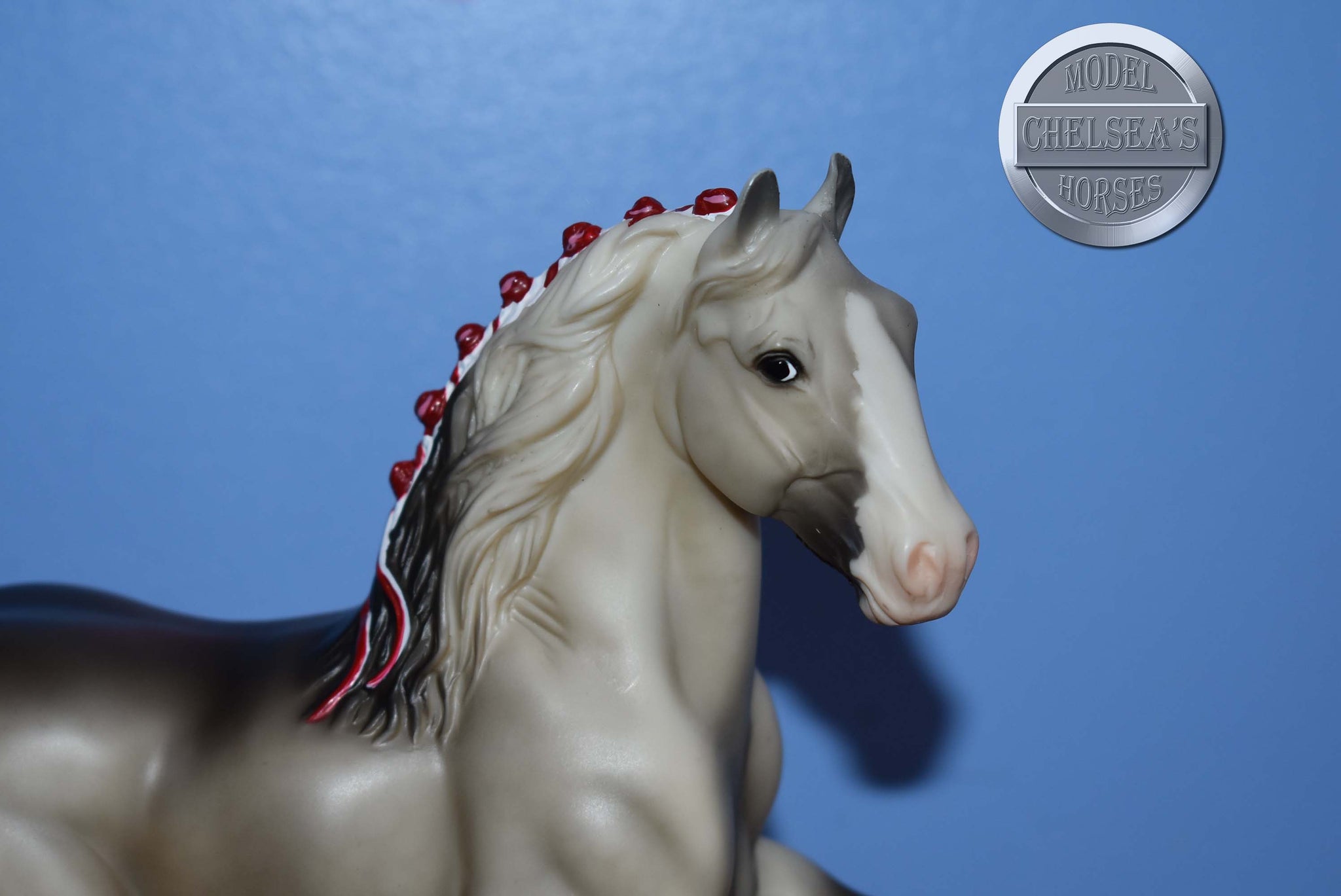 Grey with Red Bobs #2-Shire Mold-Breyer Classic – Chelsea's Model Horses